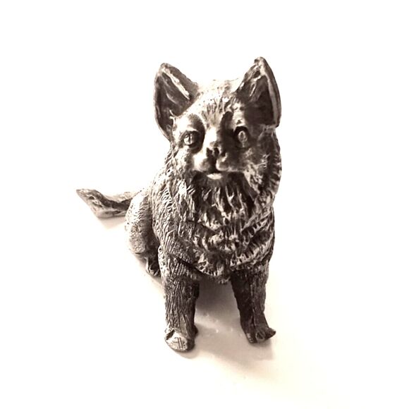Vintage | Accents | Vintage Pewter Miniature Cat Figurine Longhaired ...